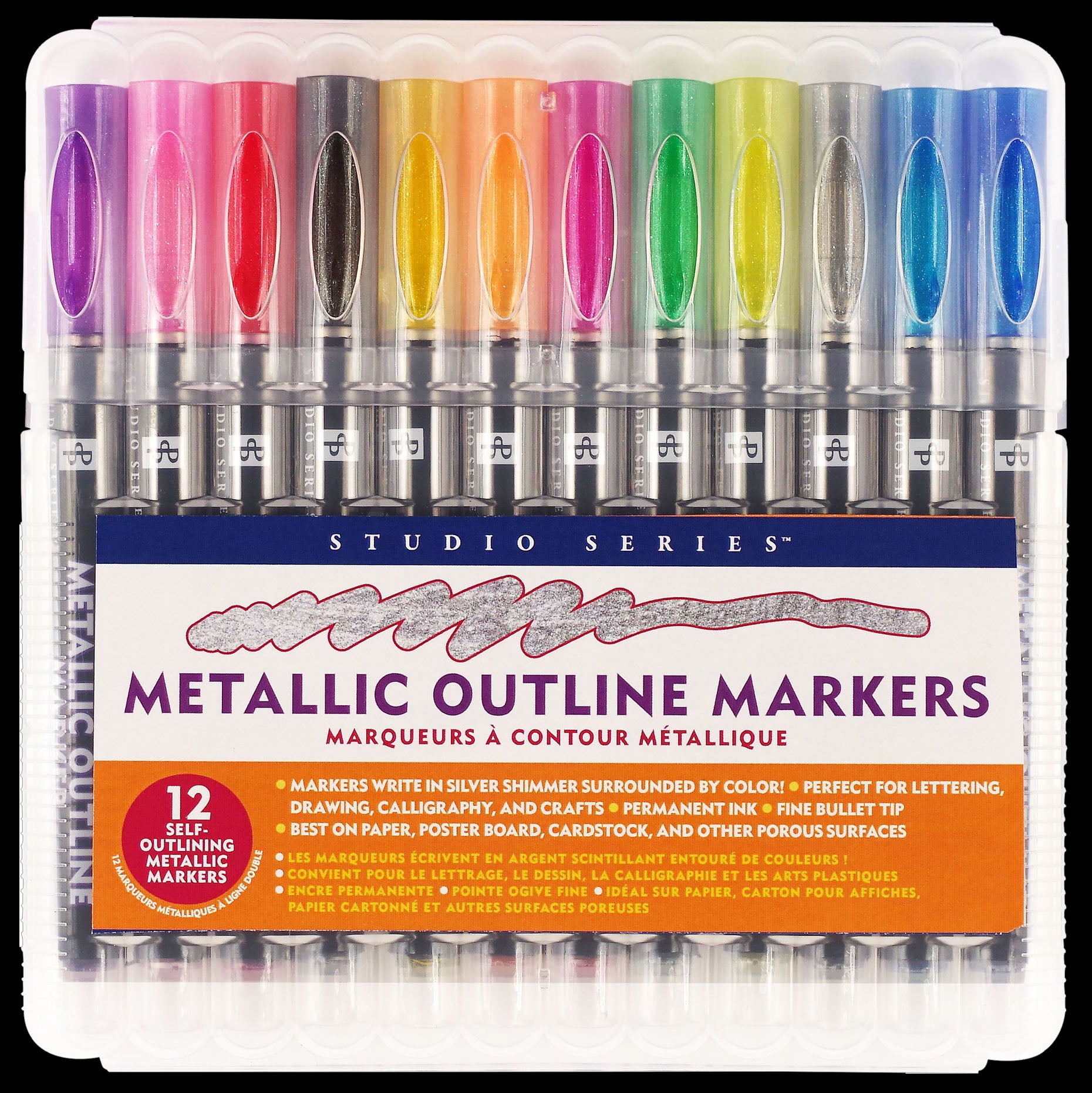Studio Series Metallic Outline Markers 12 Piece Set 37948 | Bear and ...