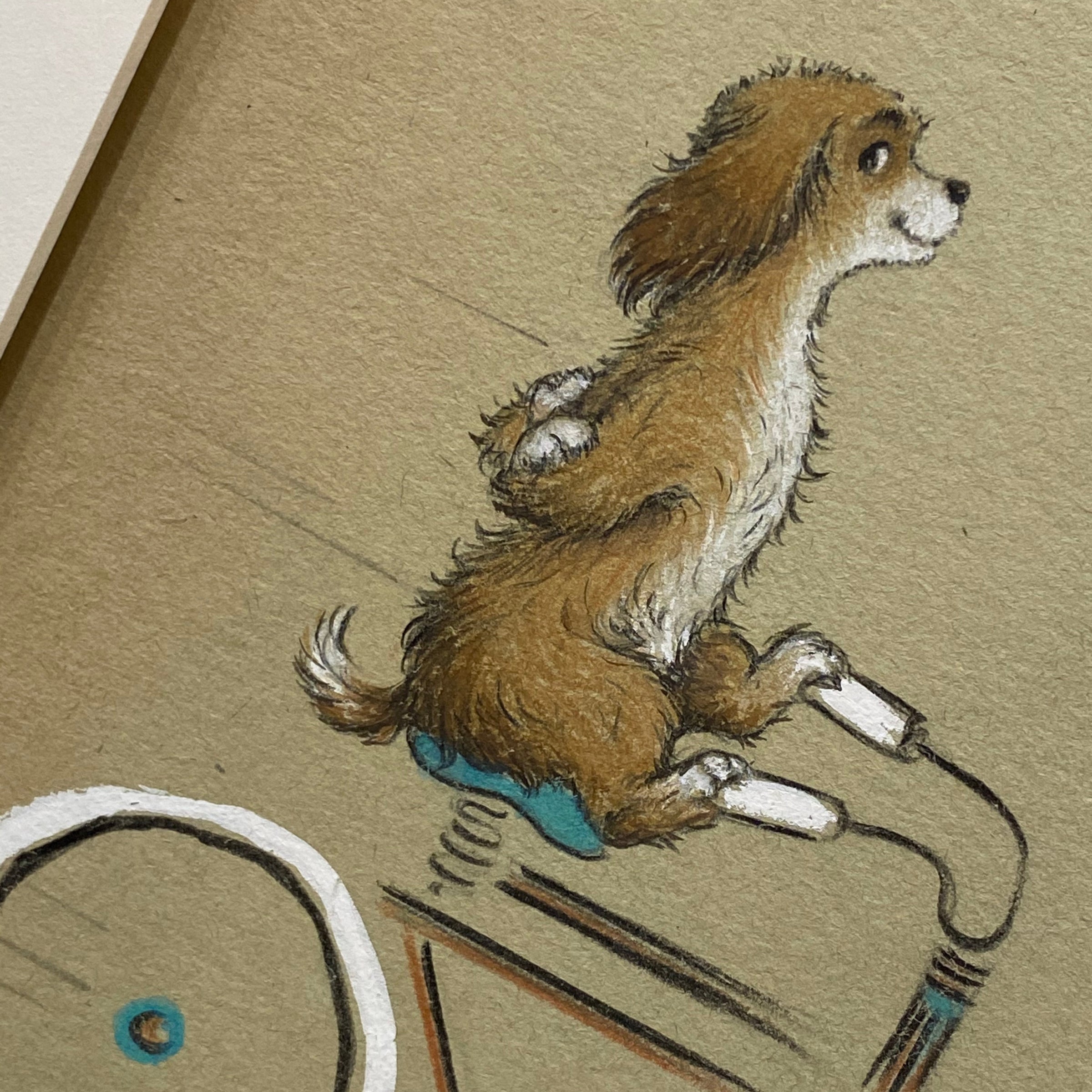 Puppy on a Bike - Original Vintage Art 11x14 Mat | Bear and Bird Boutique + Gallery