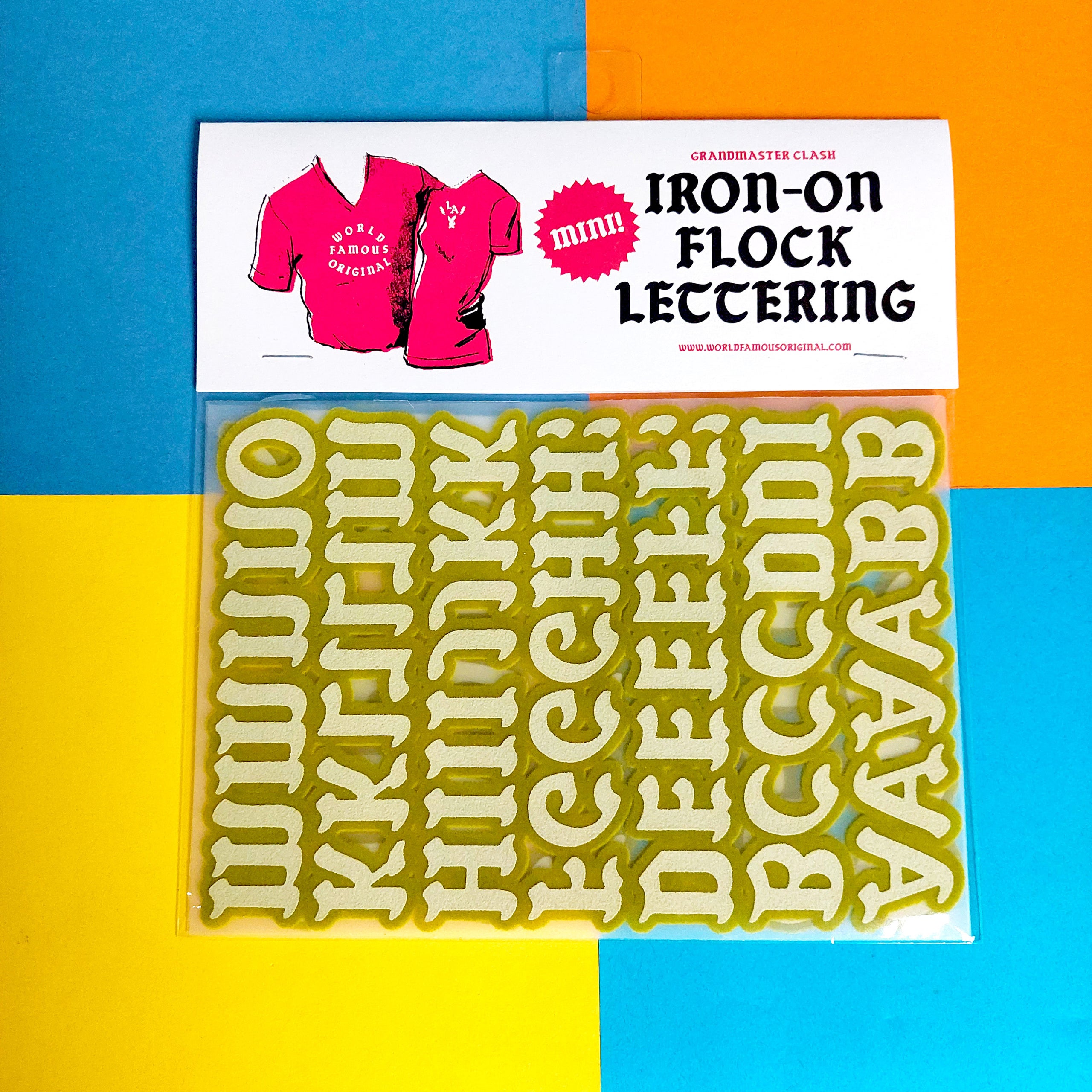 Iron-on Flocked Letter Set Mini Chartreuse Puke Green - World Famous ...